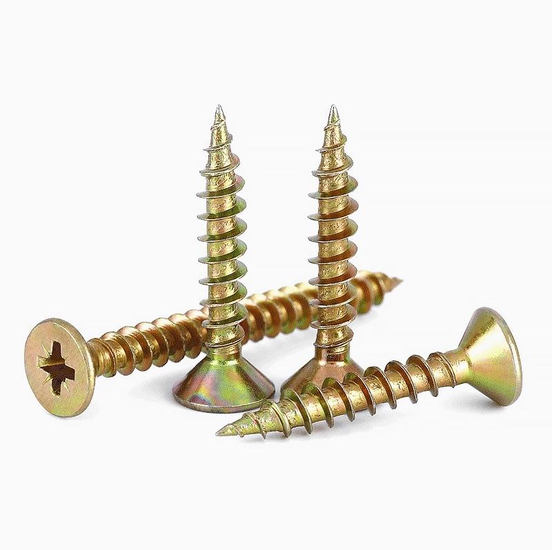 China Yellow/Gold Zinc Plated Csk Head Pozidrive DIN7505 Full/ Half ...